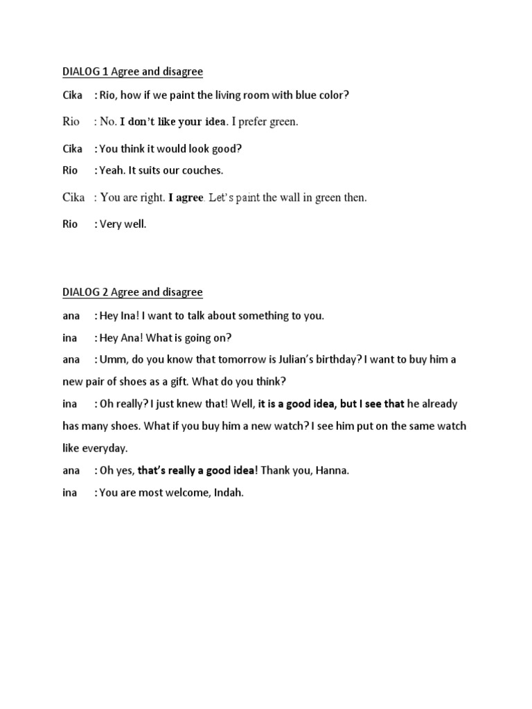 Dialog Agree and Disagree | PDF