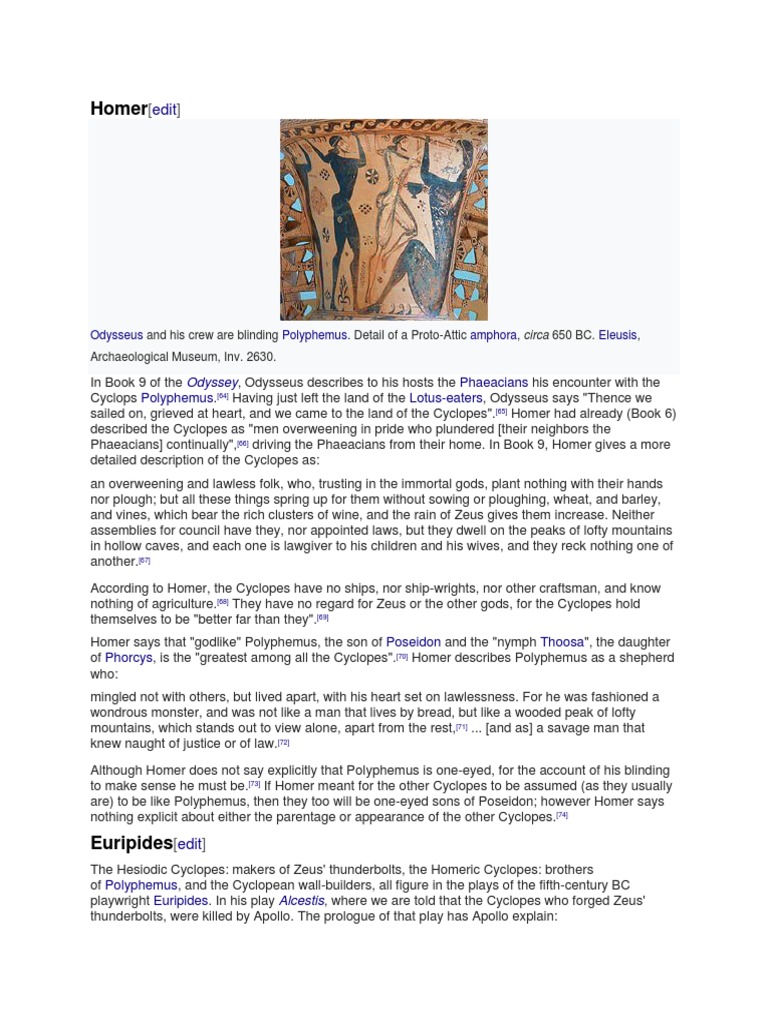 Homer: Phaeacians Polyphemus Lotus-Eaters | PDF | Mythological ...