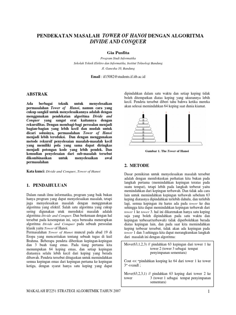 Algoritma Menara Hanoi | PDF