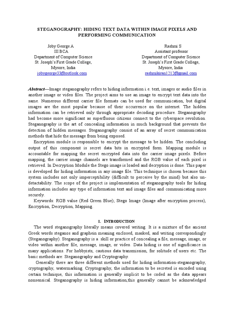 Steganography 1 | PDF | Cryptography | Information