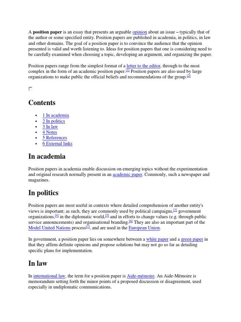 WHat Is Position Paper | PDF | Political Science | Communication