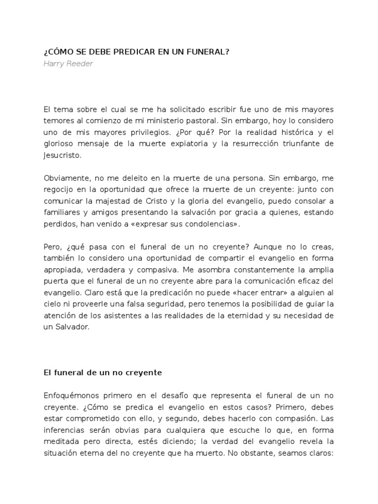 Predicación en Funerales: Guía Práctica | PDF | Cristo (título ...