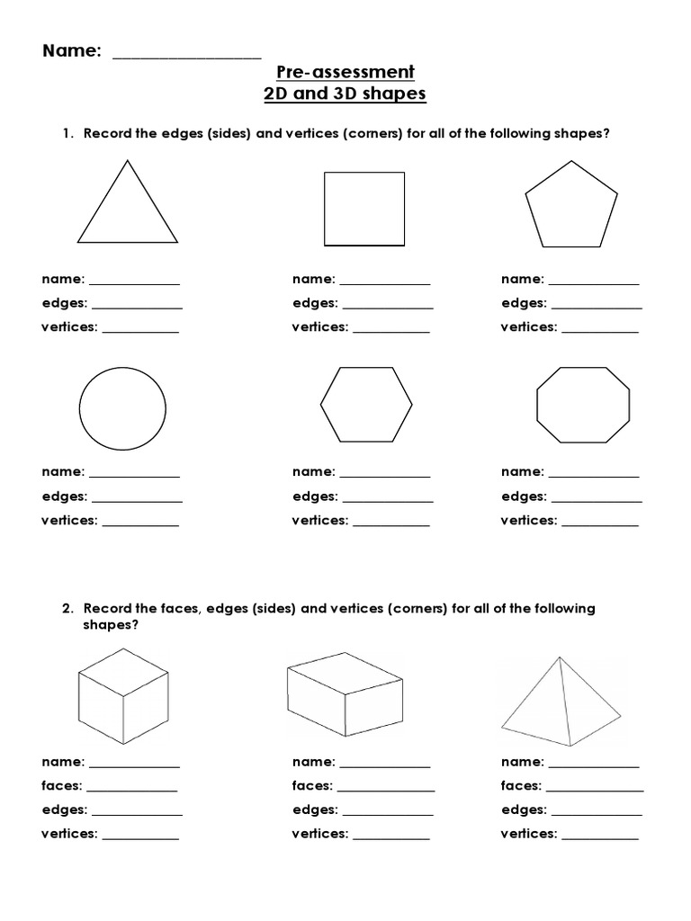 3d Shapes Names Faces Edges And Vertices