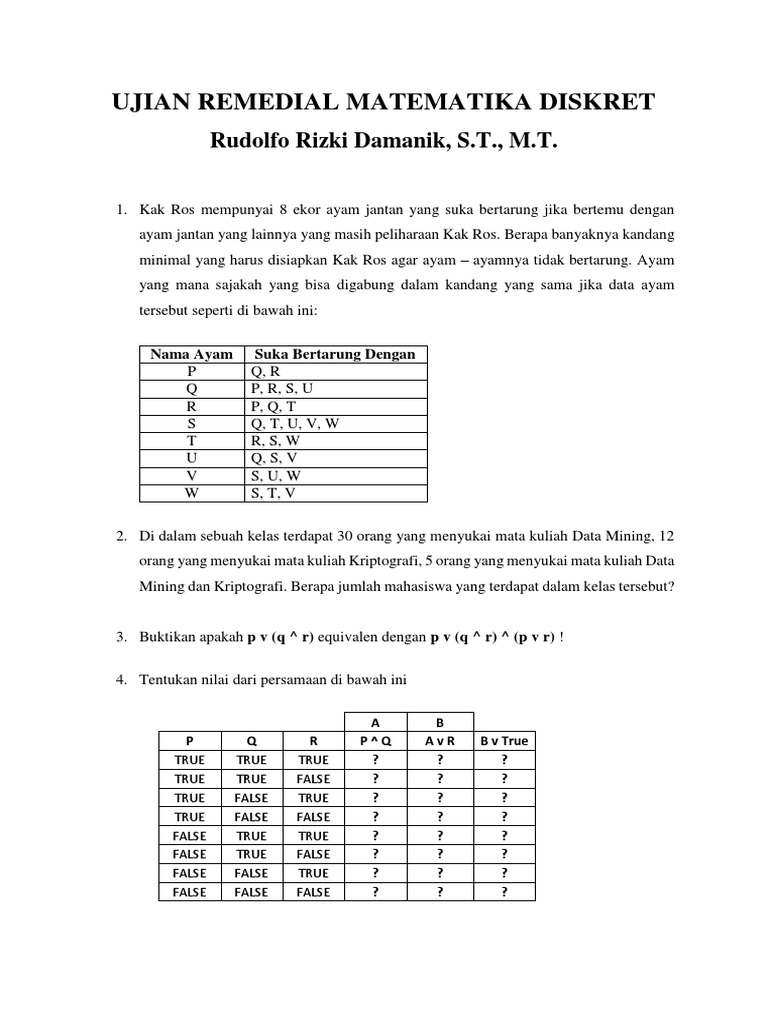 Ujian Remedial Matematika Diskret | PDF