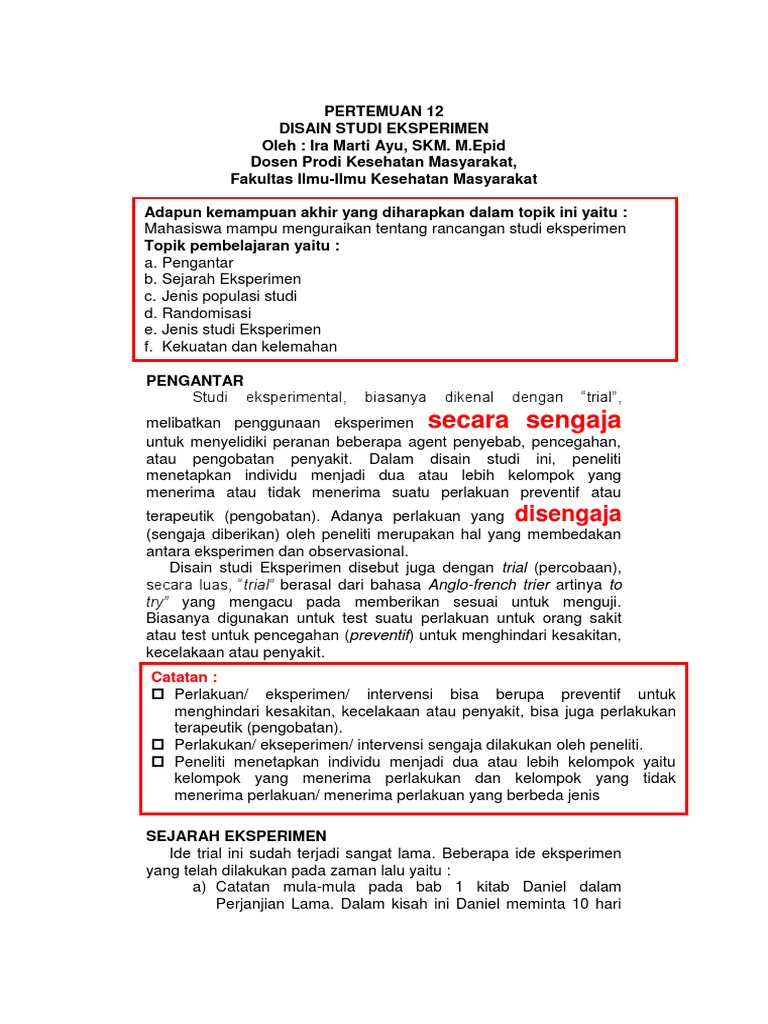 Disain Studi Eksperimen (Epid) | PDF