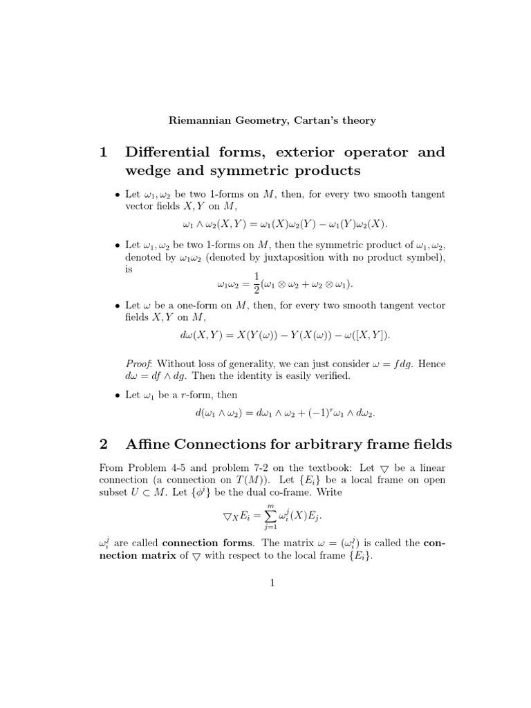 1 Differential Forms, Exterior Operator and Wedge and Symmetric ...