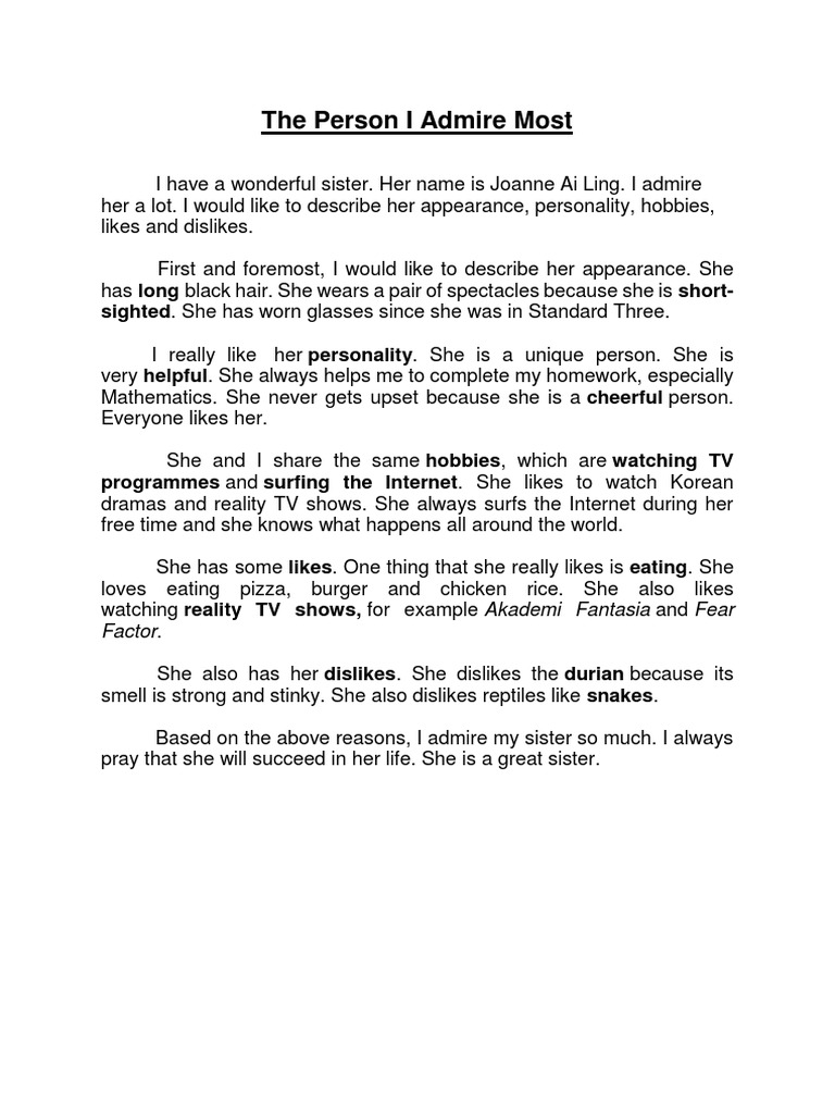 The Person I Admire Most | PDF