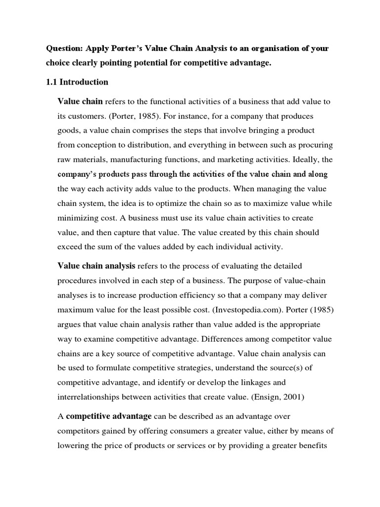 Porter S Value Chain Analysis Pdf Value Chain Competitive Advantage