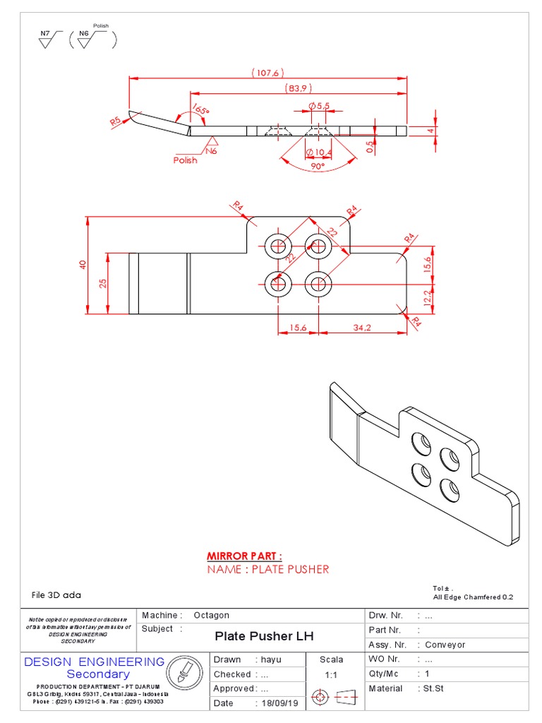 Plate Pusher LH: Design Engineering Secondary | PDF