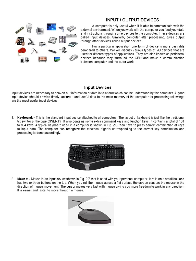 Input Output Devices | PDF | Input/Output | Optical Character Recognition