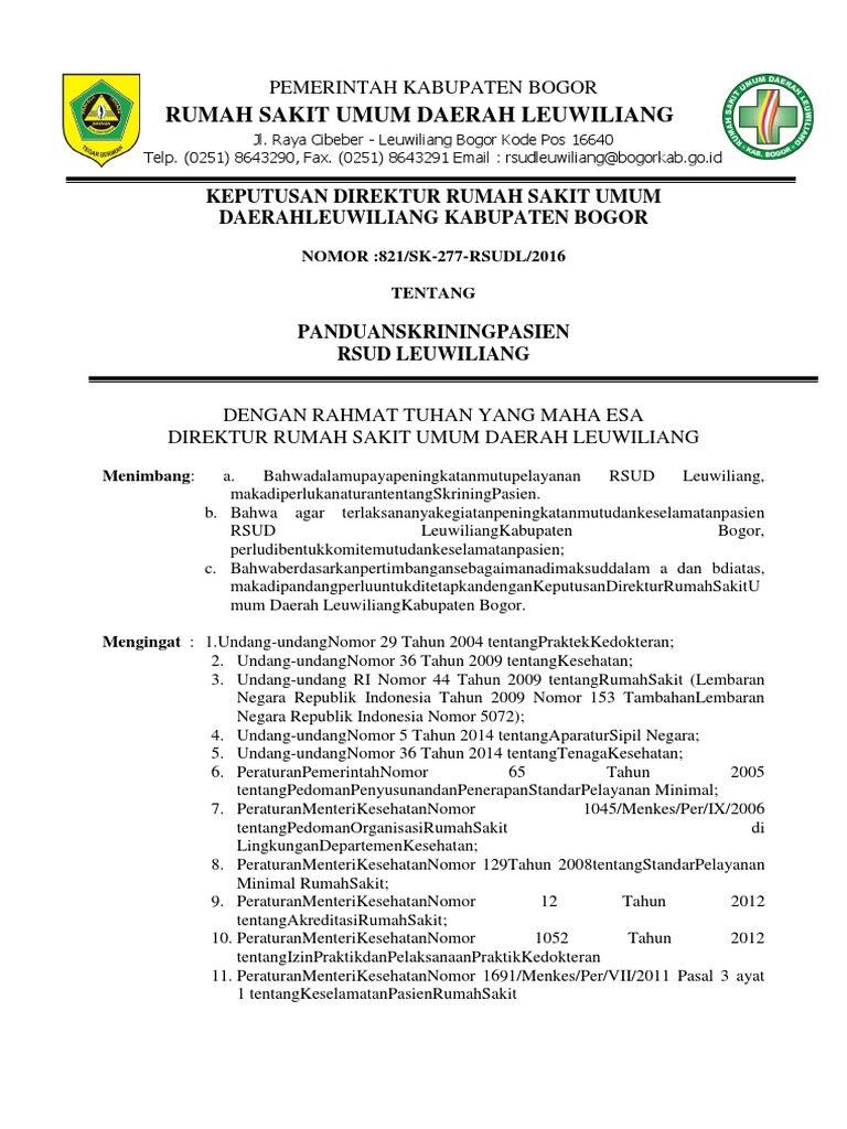 Contoh Skrining Pasien | PDF