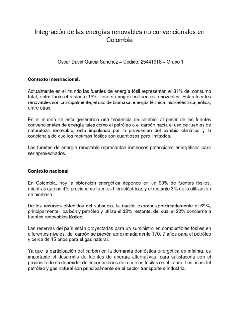 Resumen Integracion de Energias Renovables | PDF | Energía renovable | Hidroelectricidad