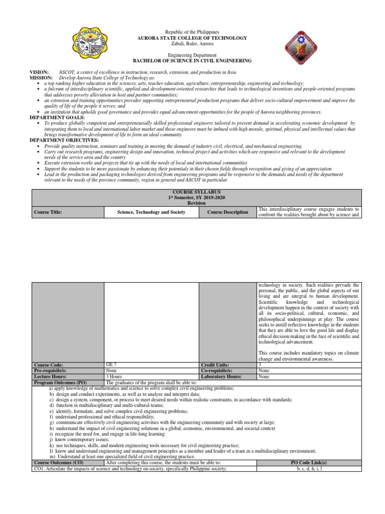 Obe - Sample-2019 - Sts (Ge 7) - Ok | PDF | Engineering ...