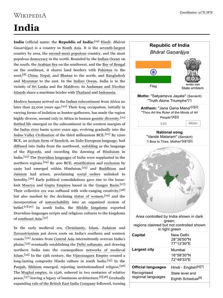 Republic of India | PDF | South Asia | Vedas