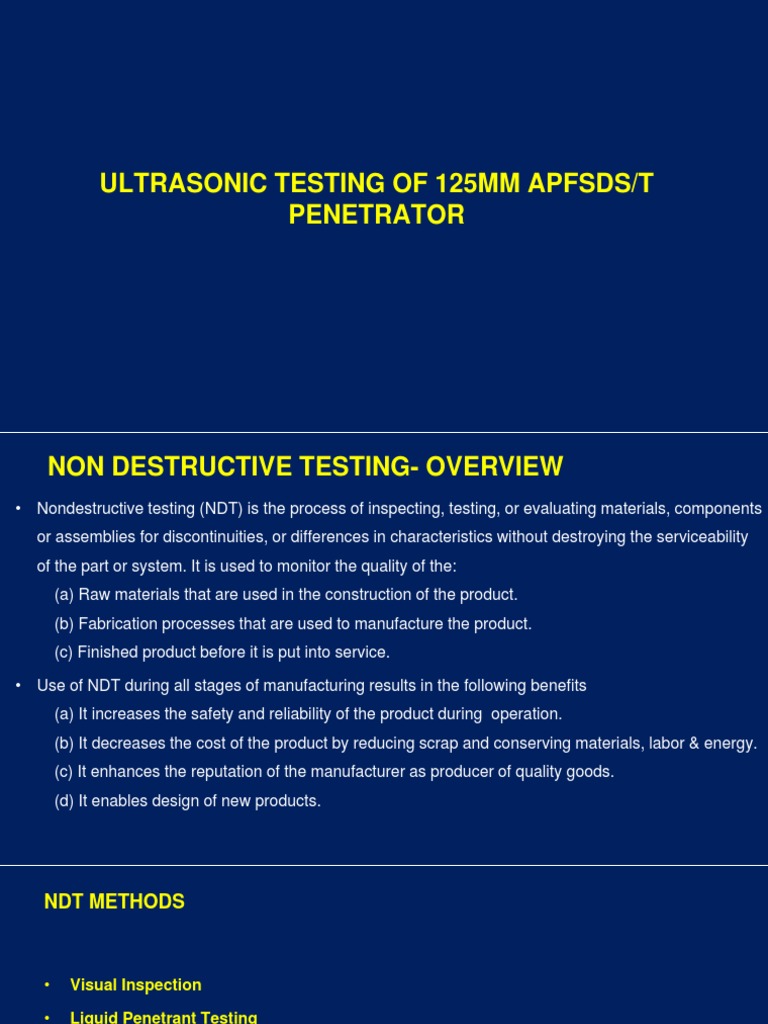 Ultrasonic Testing of 125Mm Apfsds/T Penetrator | PDF | Nondestructive ...