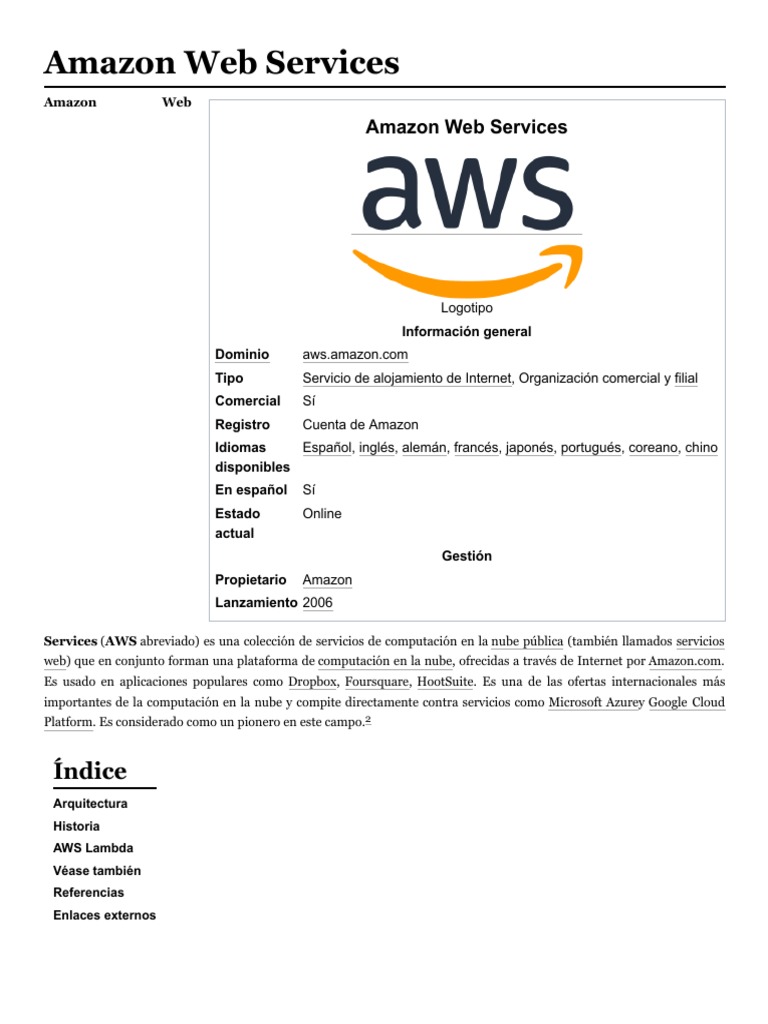 Amazon Web Services | PDF | Servicios web de Amazon | Computación en la ...