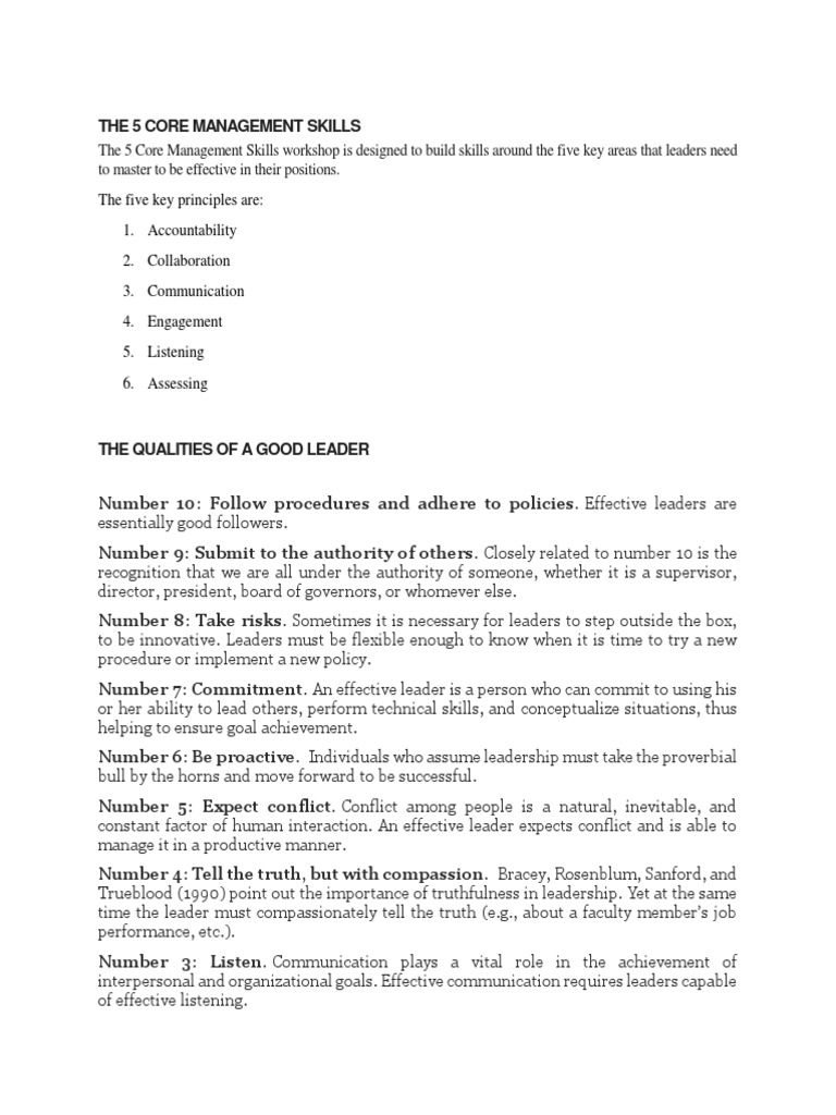The 5 Core Management Skills | PDF