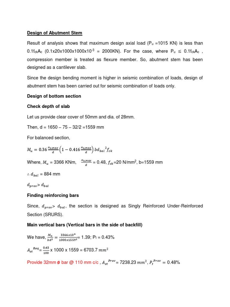 Abutment Stem Design | PDF | Structural Engineering | Continuum Mechanics