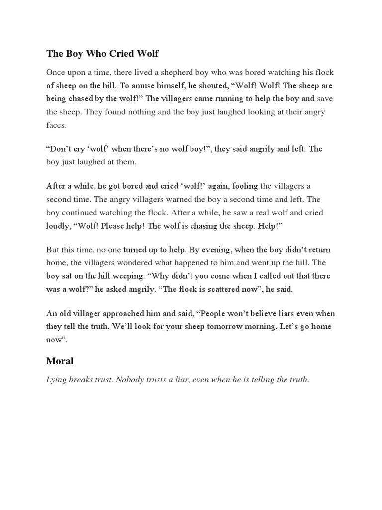 The Boy Who Cried Wolf | PDF