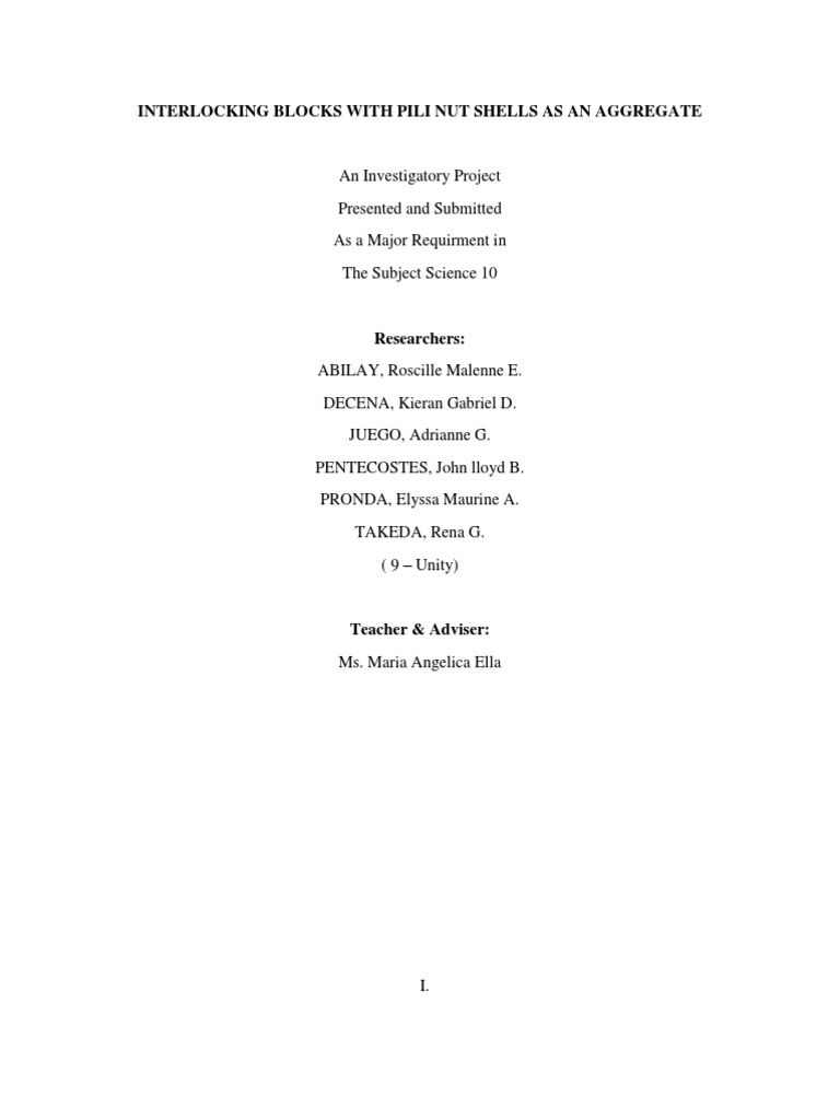 Interlocking Blocks With Pili Nut Shells As An Aggregate | PDF ...