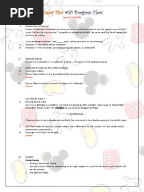 70th Birthday Party Program