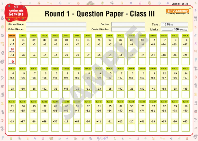 AGC Round 1 Question Paper Class 3 | PDF
