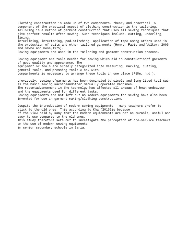 Modern Sewing Equipment in Tailoring | PDF