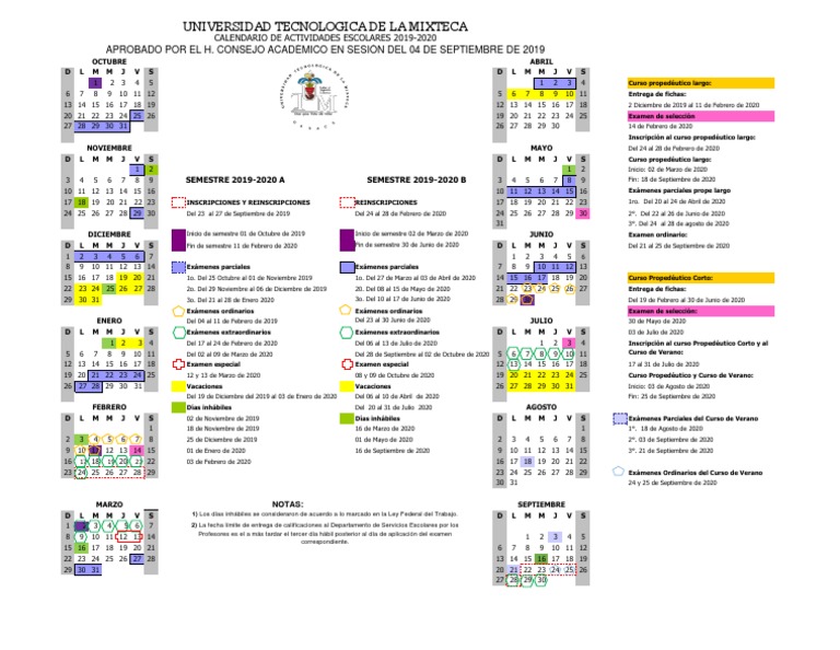 Calendario Escolar UTM 2019-2020 | PDF