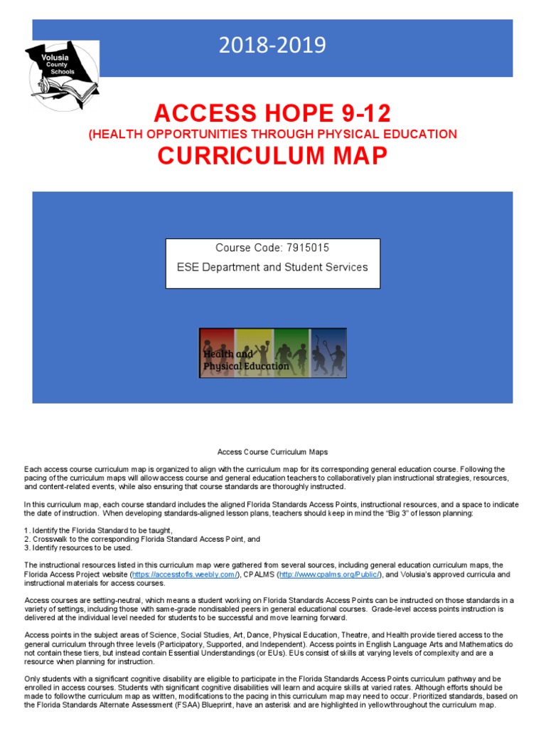Access HOPE Curriculum Map | PDF | Physical Fitness | Curriculum