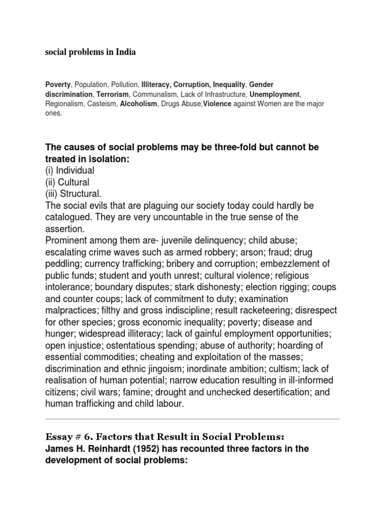 Social Problems in India | PDF | Homelessness | Poverty