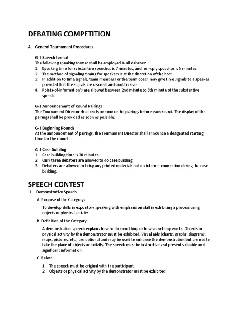 Rules of Competitions | PDF | Gesture | Essays