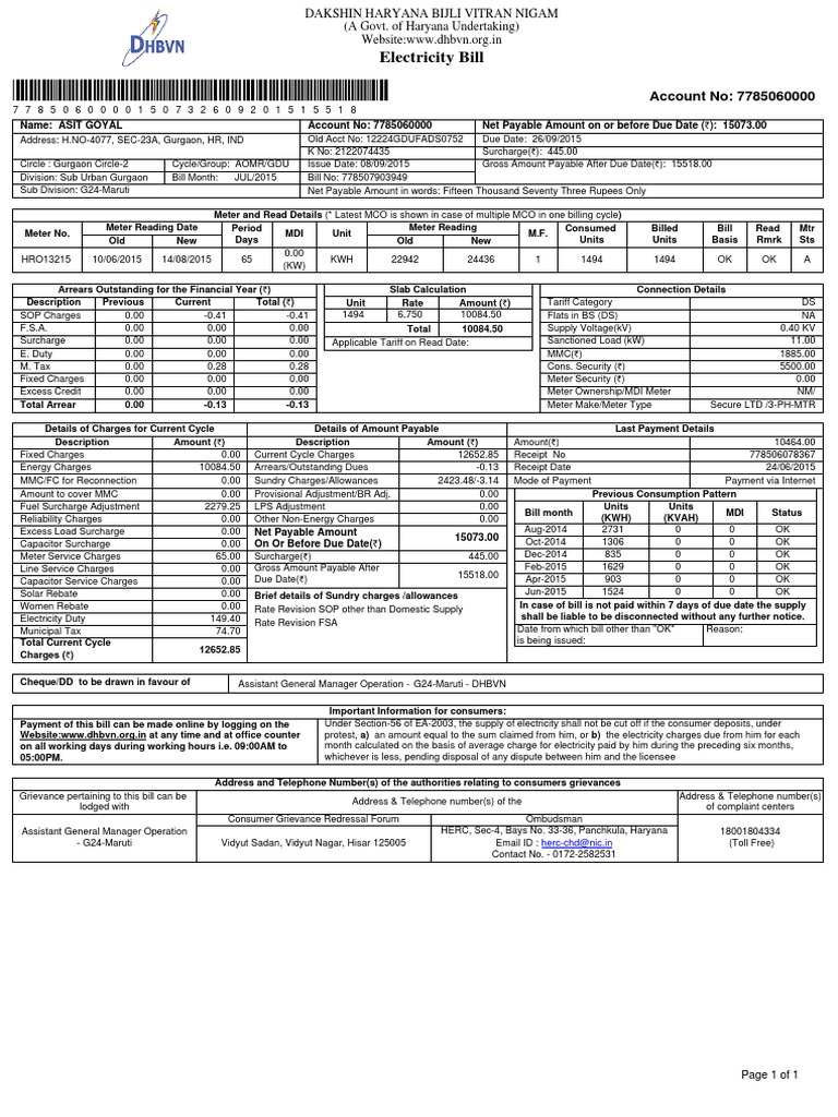 Bijli Bill | PDF | Electricity | Electric Power