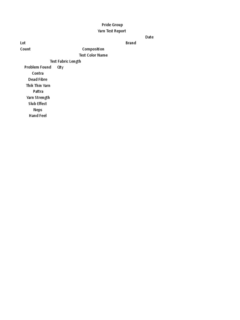Yarn Test Report Overview | PDF