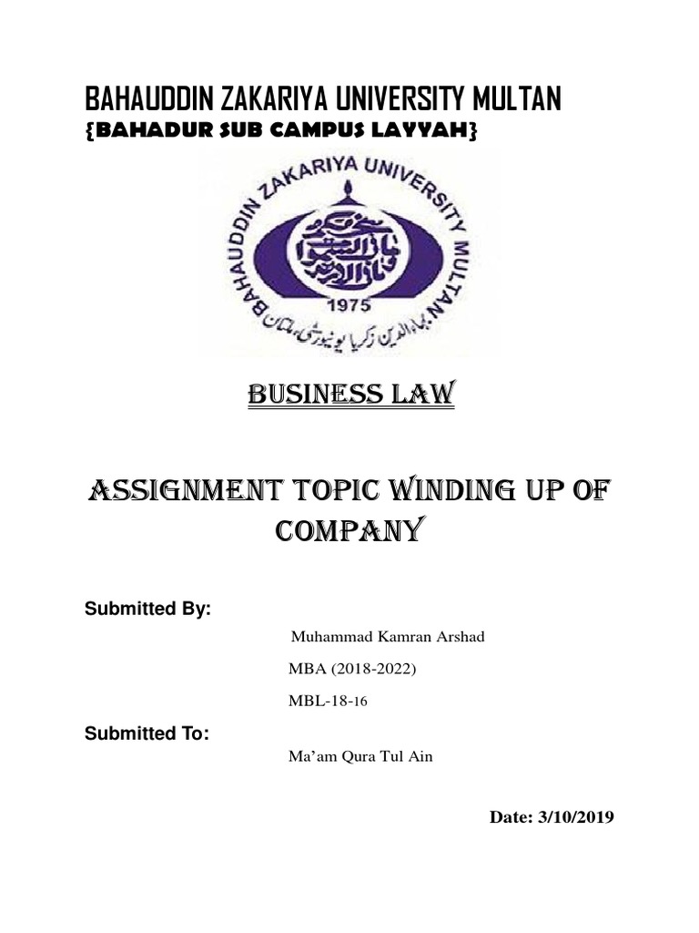 Business Law Assignment | PDF | Liquidation | Law And Economics