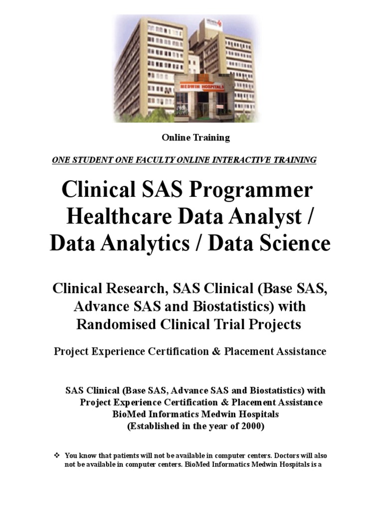 Clinical SAS Programmer Healthcare Data Analyst / Data Analytics / Data ...