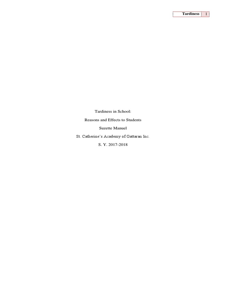 Tardiness in School Reasons and Effects | PDF | Homework | Learning