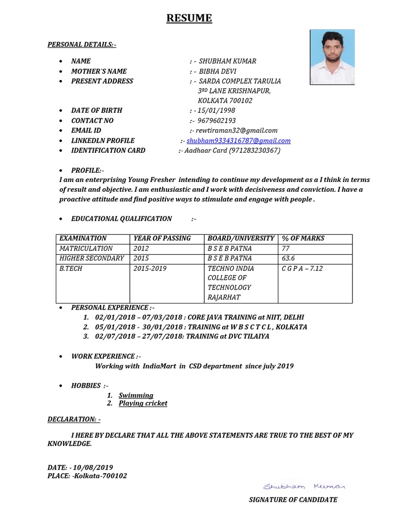 Shubham Resume | PDF | Career & Growth