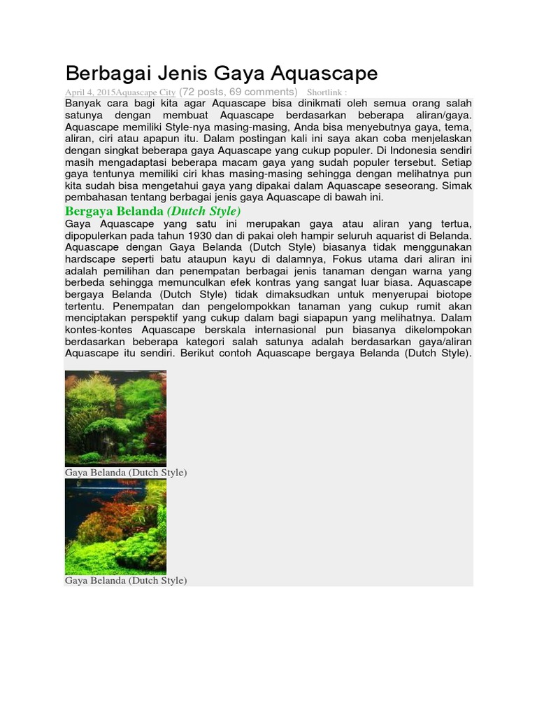 Berbagai Jenis Gaya Aquascape | PDF | Seni