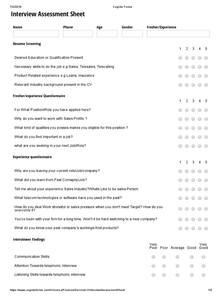 Interview Assment Sheet New | PDF | Interview | Employment