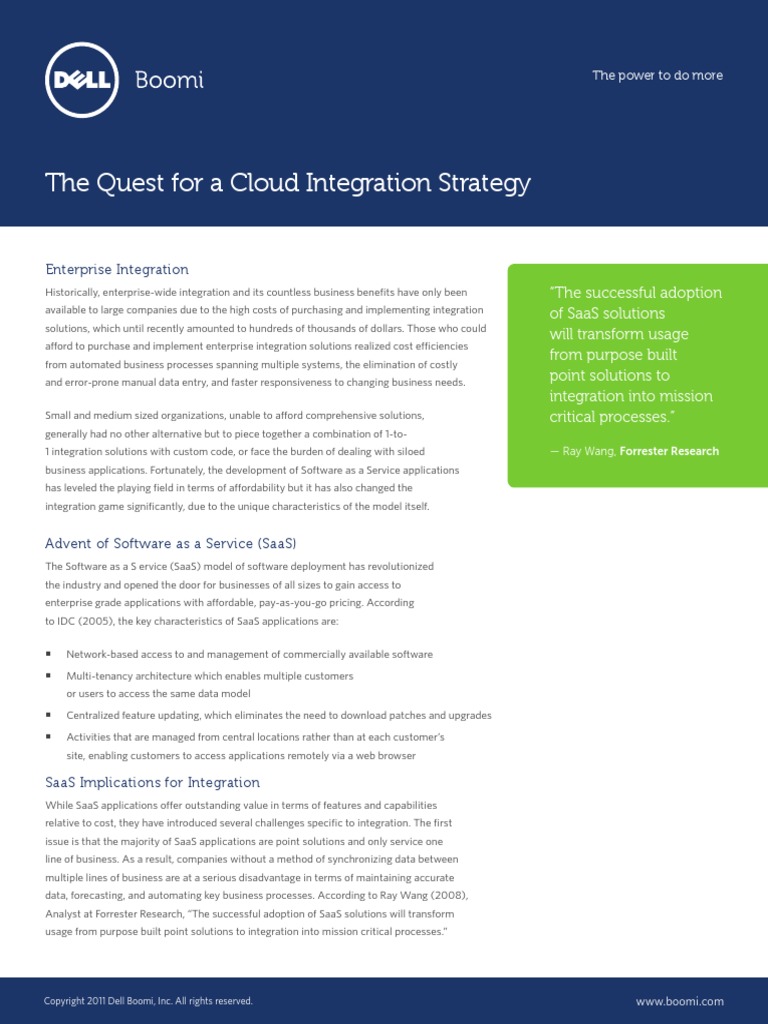 Boomi Whitepaper The Quest For Cloud Integration Strategy Final | PDF | Software As A Service ...