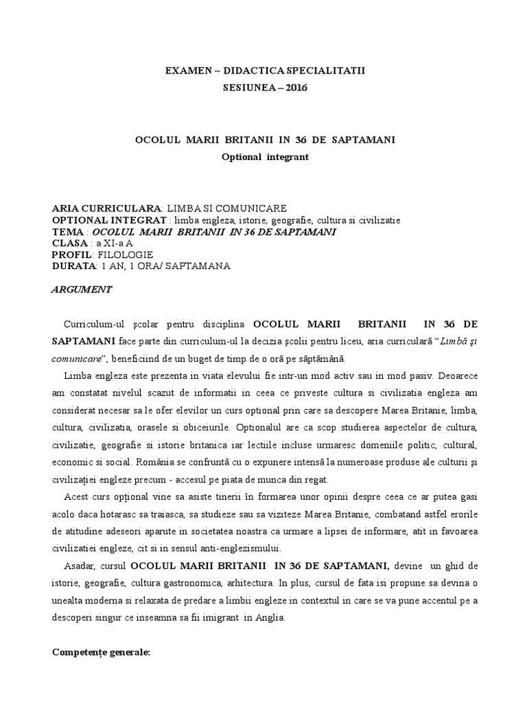 Optional Limba Engleza PDF | PDF