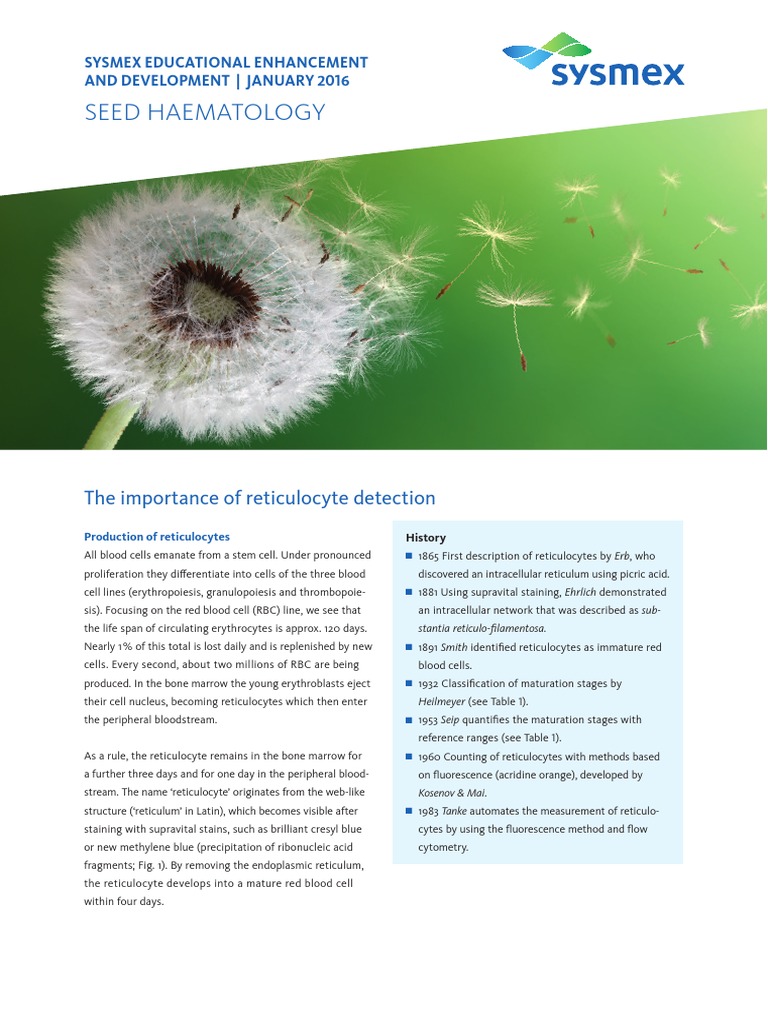 Sysmex SEED The Importance of Reticulocyte Detection PDF | PDF | Anemia ...