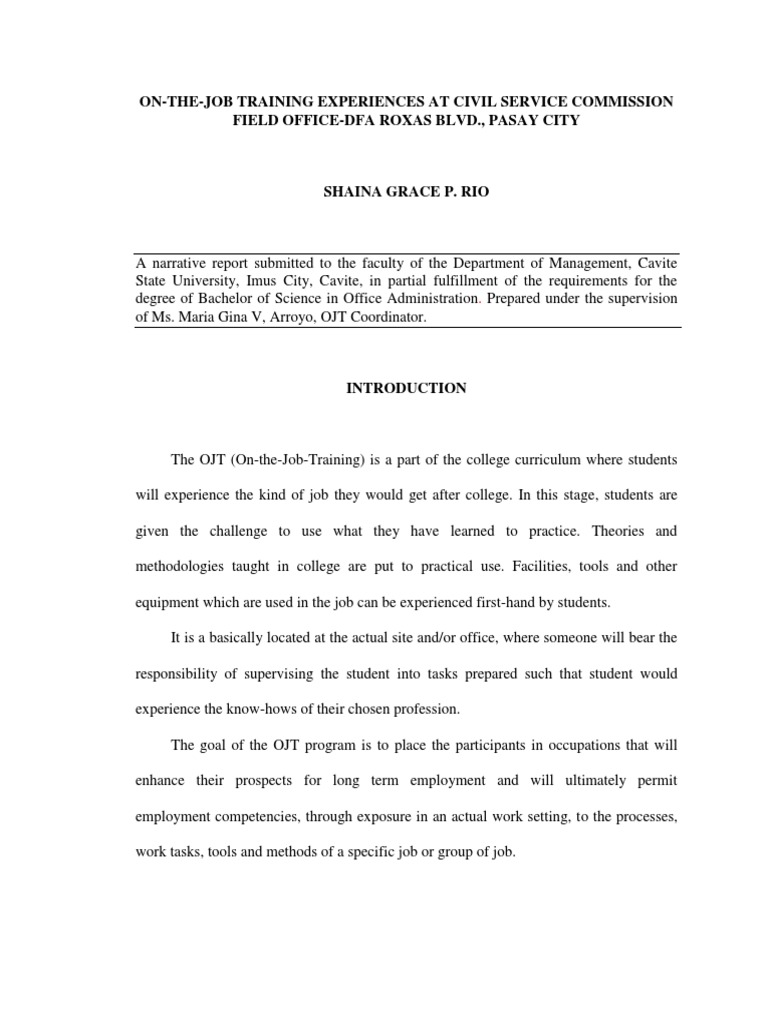 On-the-job training at Civil Service Commission | PDF | Civil Service ...