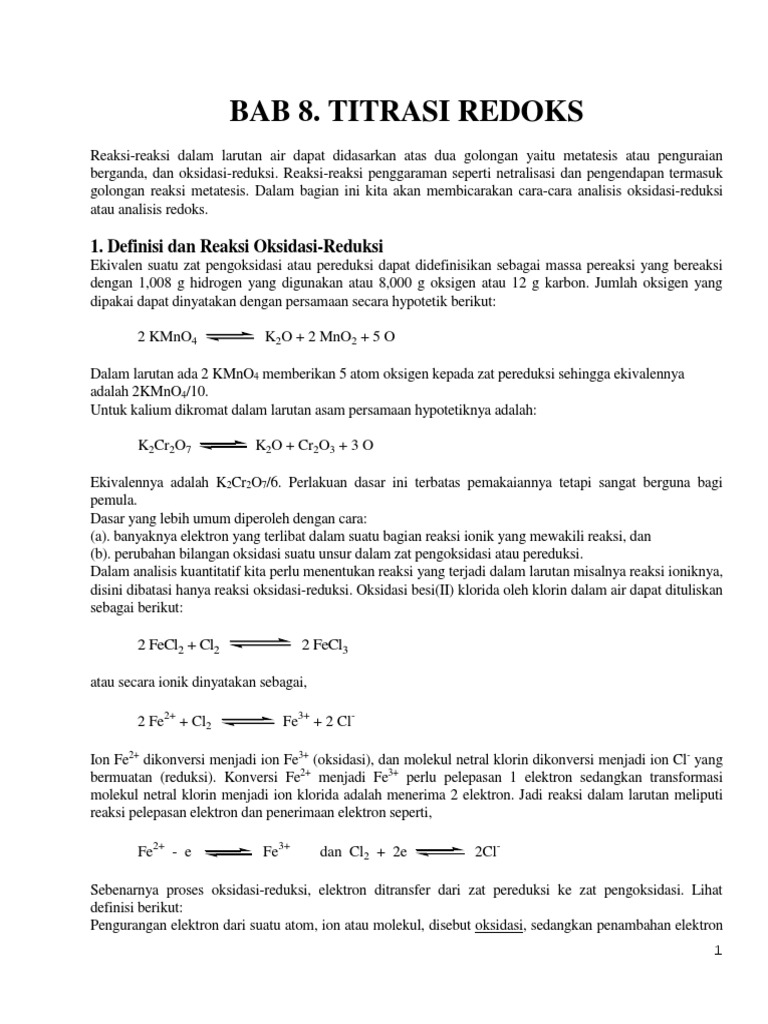 Titrasi Redoks | PDF | Metode & Bahan Ajar | Sains & Matematika