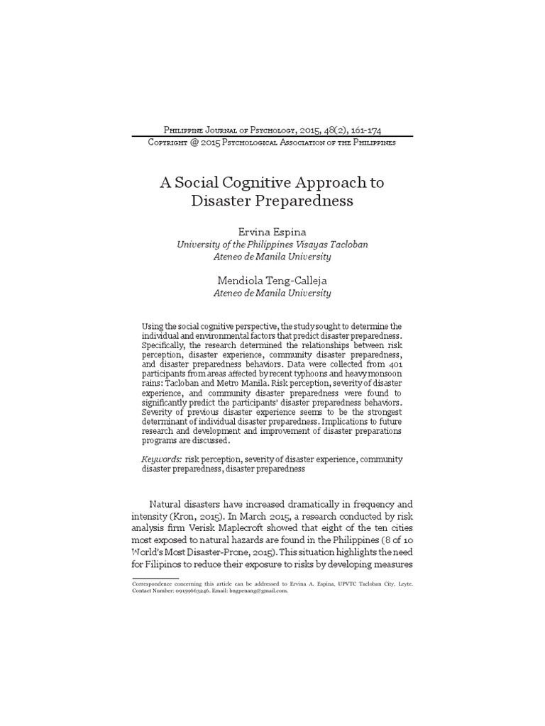 Disater Preparedness Theory | PDF | Emergency Management | Risk