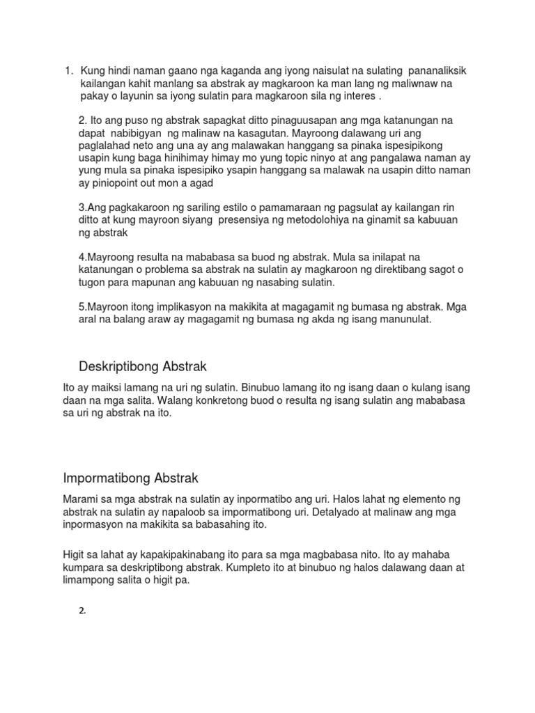 Pagsulat NG Abstrak | PDF