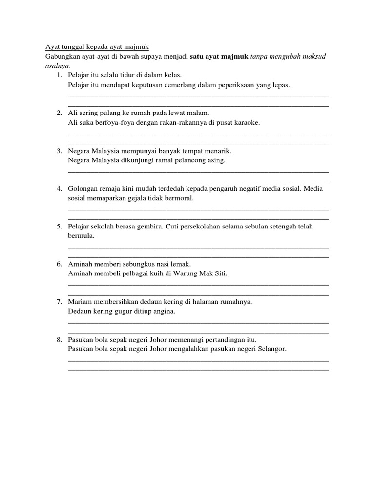 Ayat Tunggal Ayat Majmuk | PDF