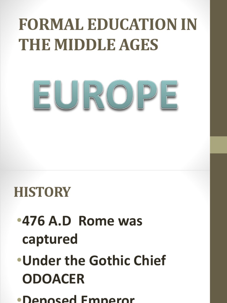 Formal Education in The Middle Ages | PDF | Chivalry | Monasticism