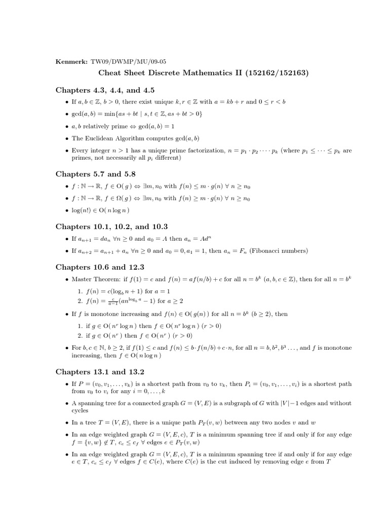 Formulas DWII PDF | PDF | Group (Mathematics) | Combinatorics