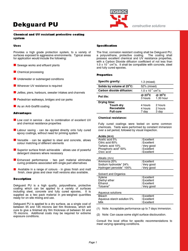 Dekguard PU | PDF | Epoxy | Concrete